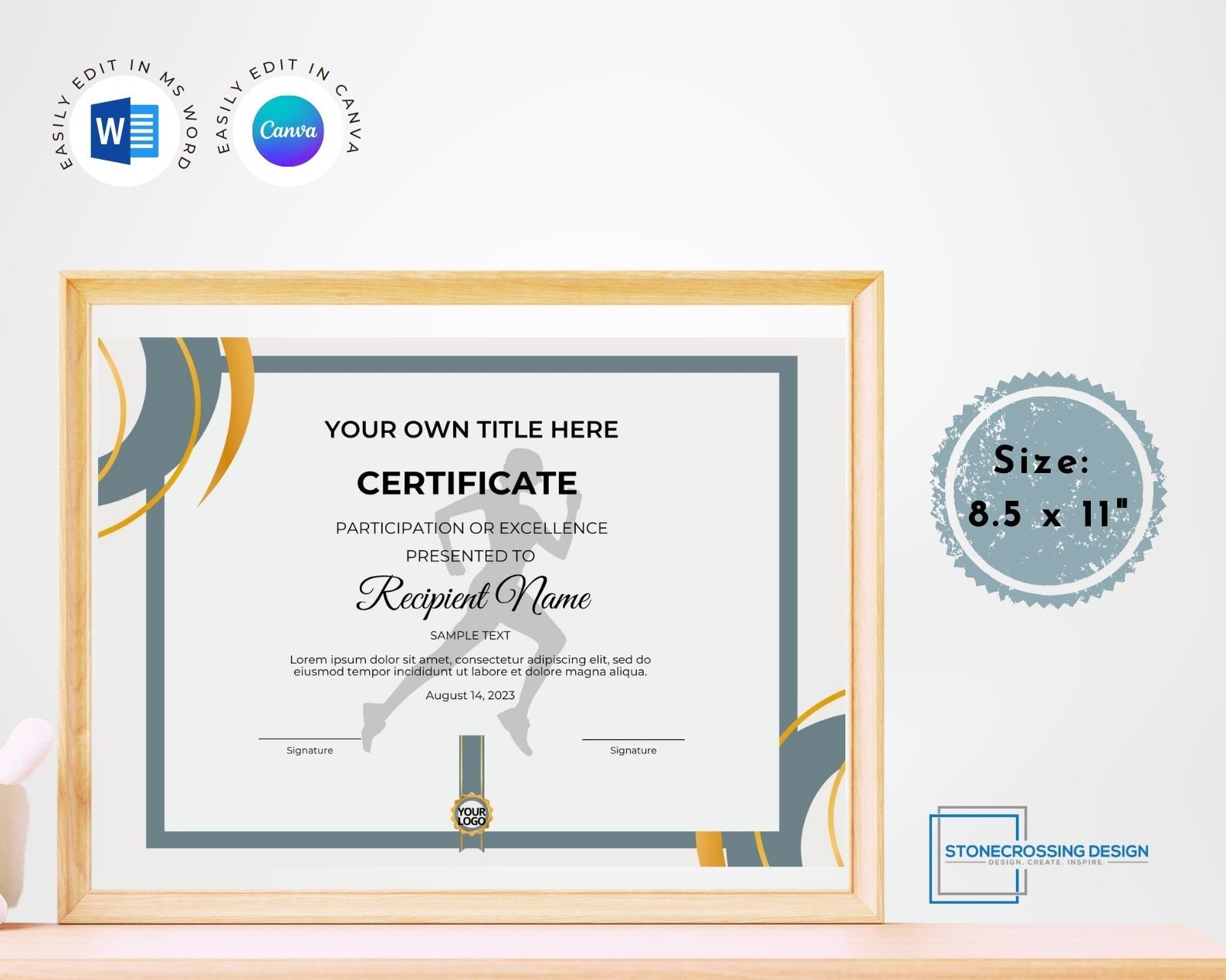 Editable Running Track Sports Certificate Template With Photo. - Etsy