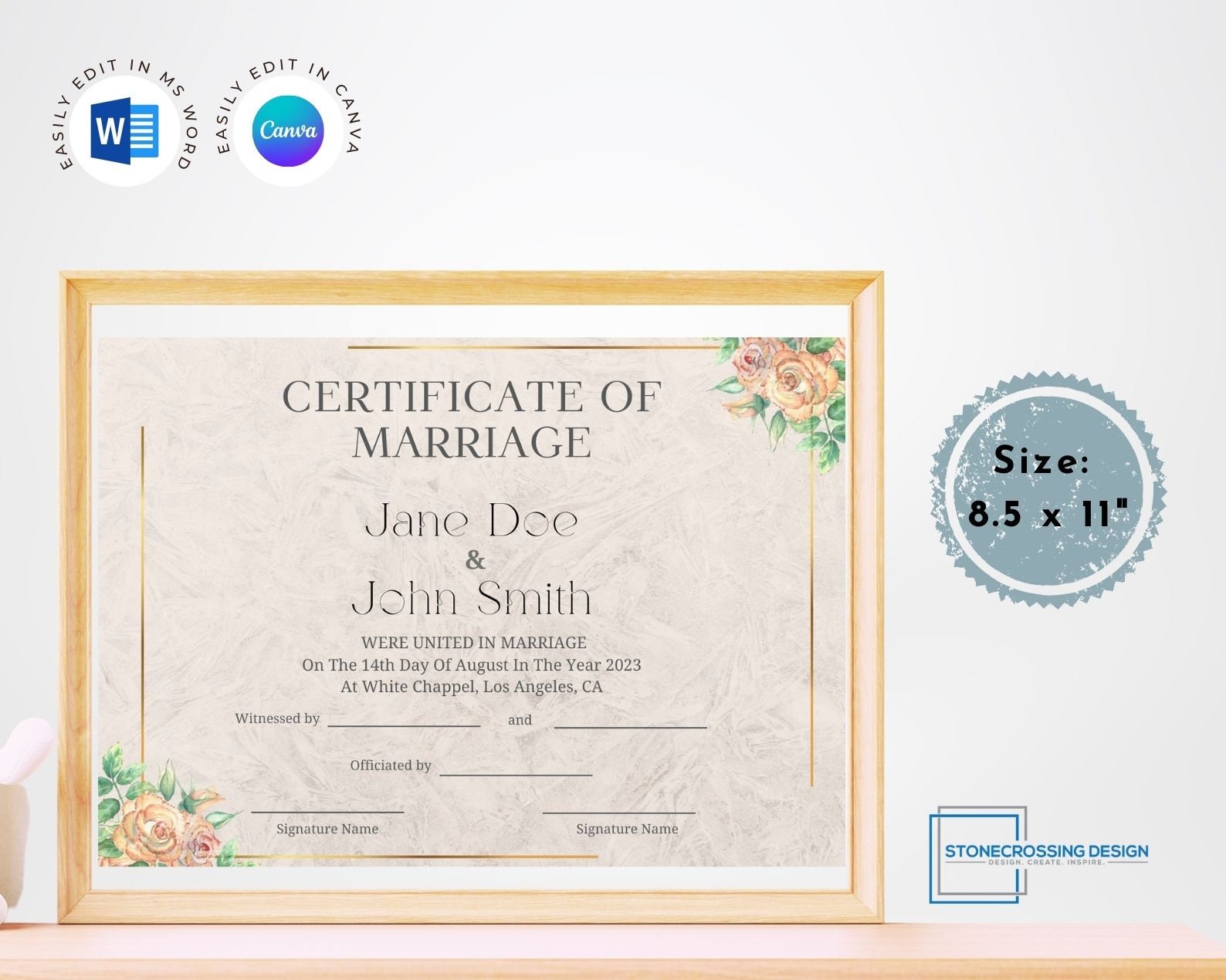 Editable Certificate of Marriage Template. Marriage License. Printable ...