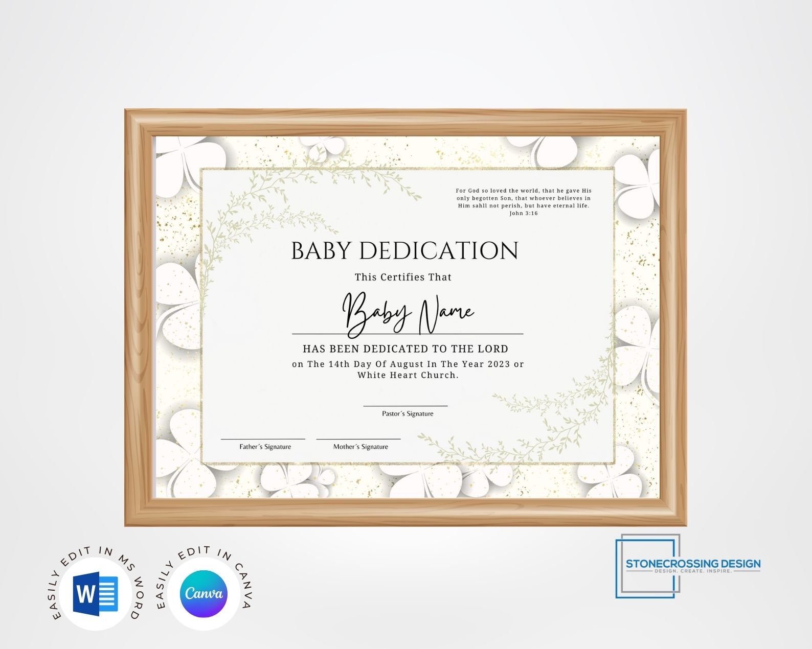 Editable Certificate of Baby Dedication Template. Child Dedication ...