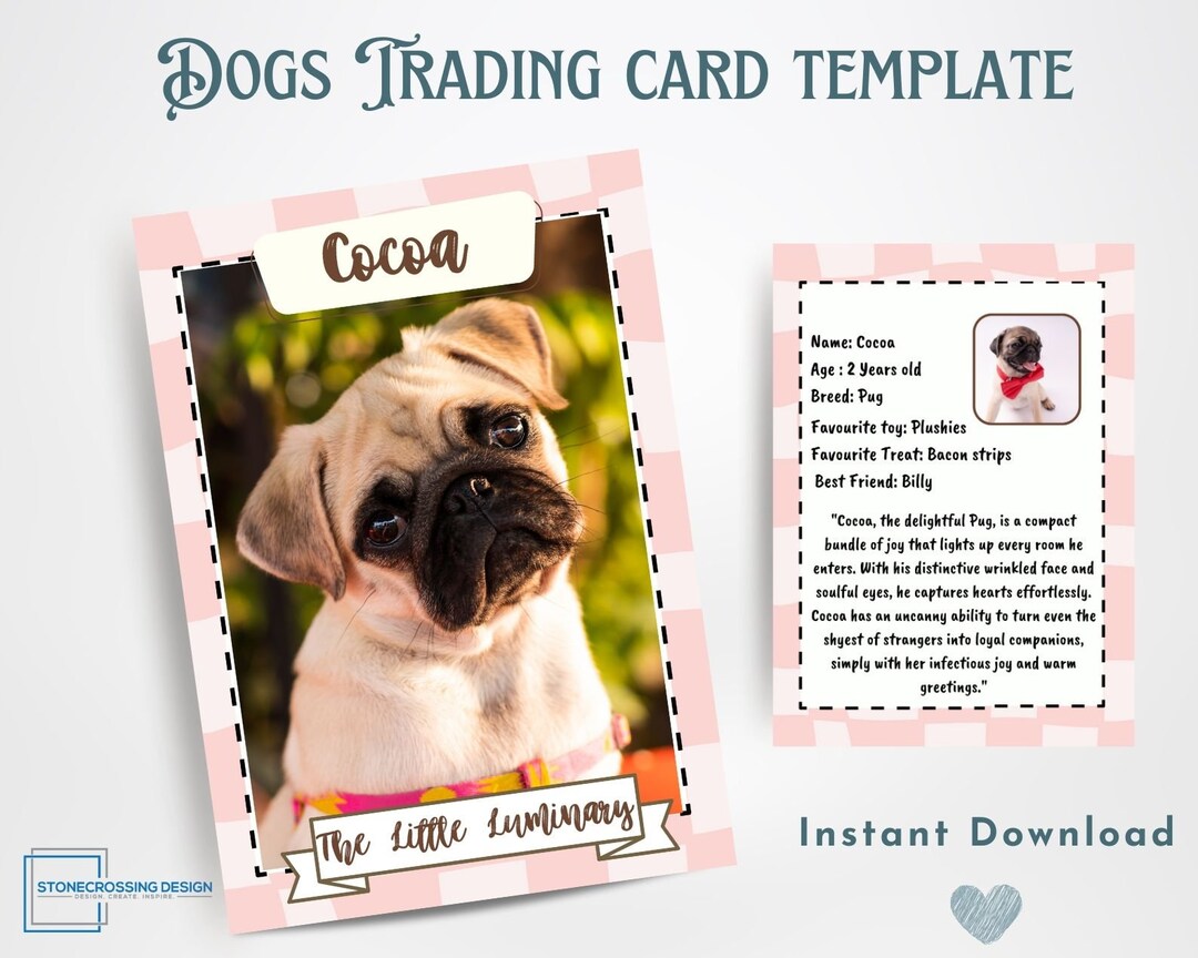 Dog Trading Card Template | Trading Card Template | Canva Template ...