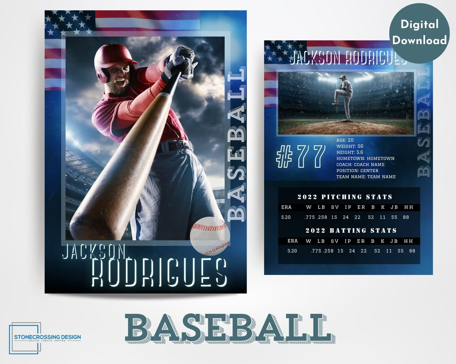Baseball Trading Card Template Trading Card Template Canva Template ...