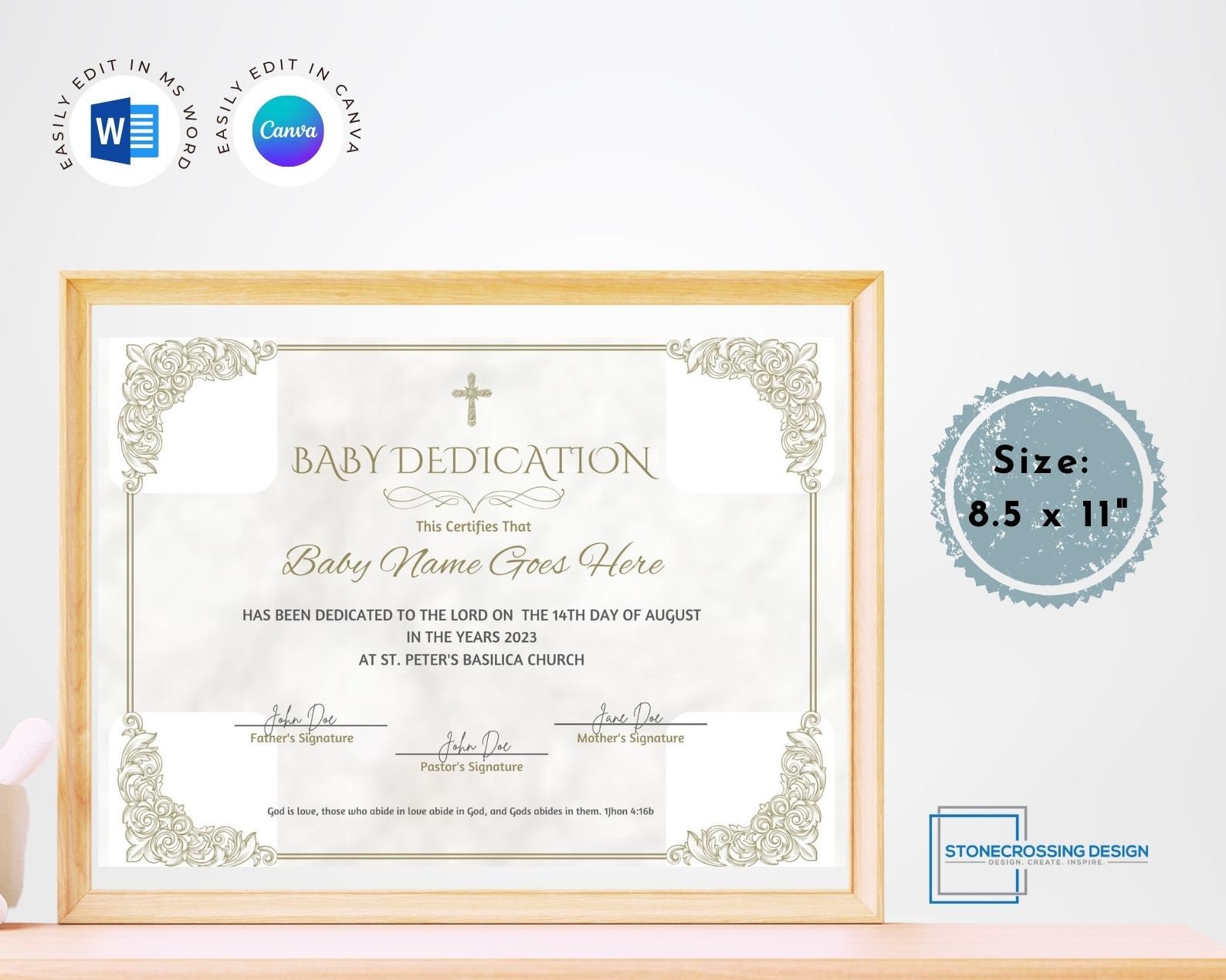 Editable Certificate of Baby Dedication Template. Child Dedication ...