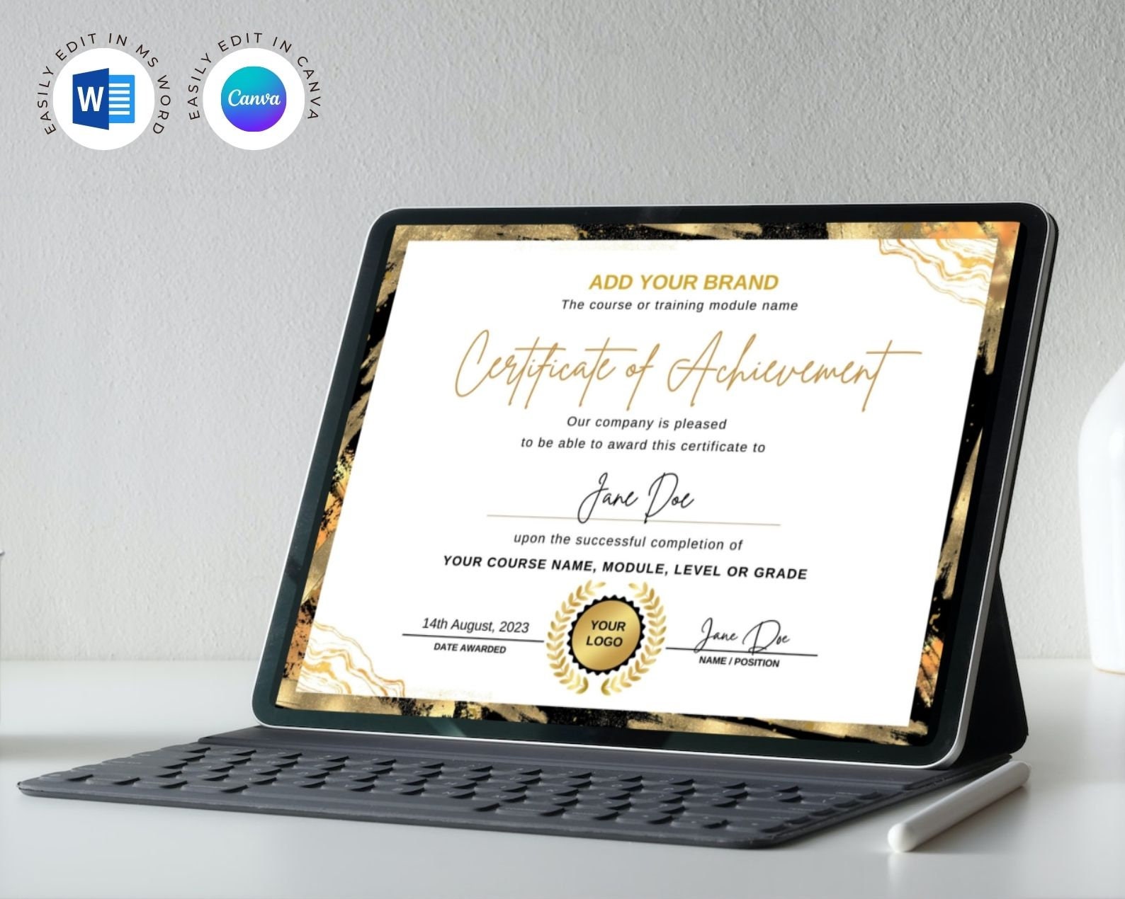 Editable Certificate of Achievement Template. Award Template. - Etsy