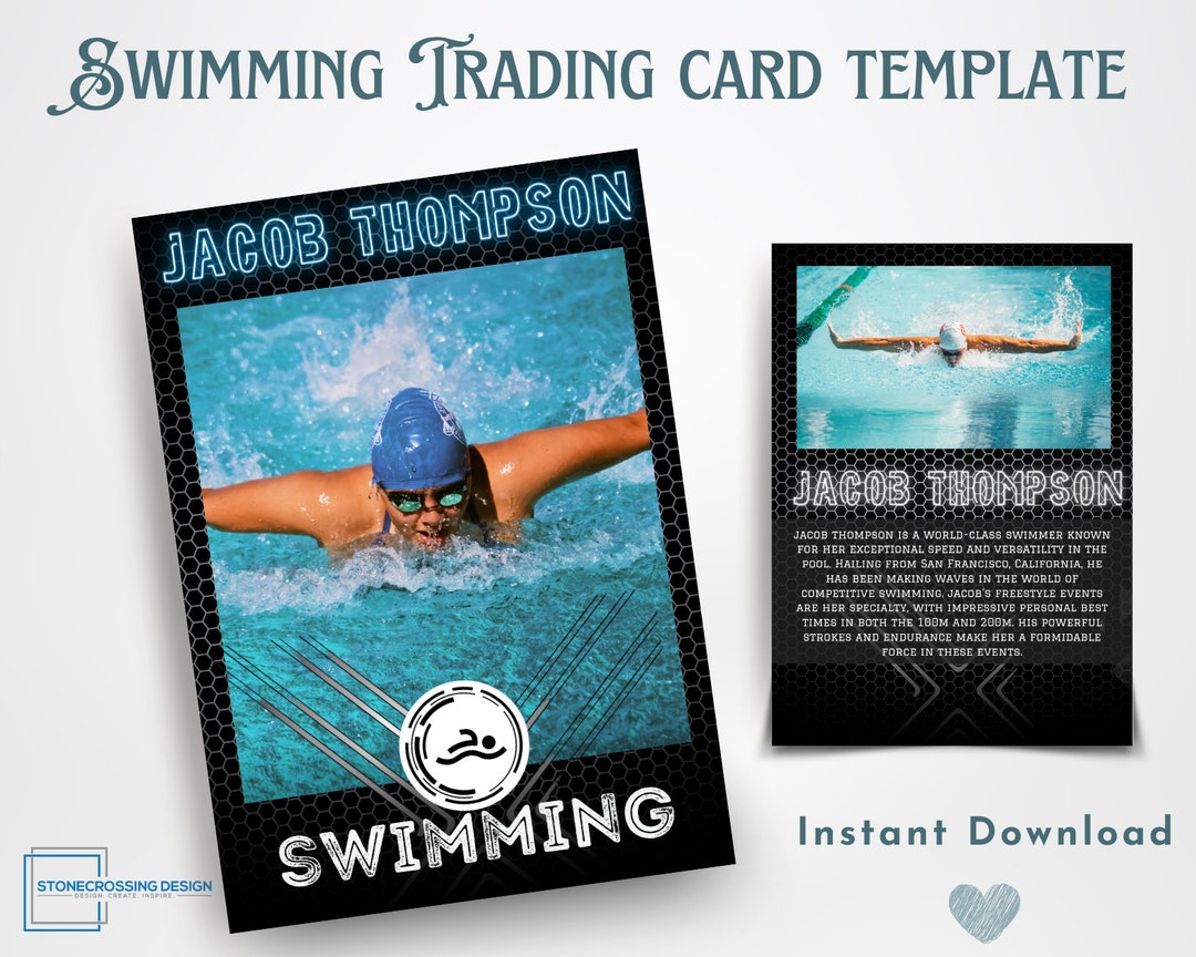 Boys Swimming Trading Card Template | Trading Card Template | Canva ...