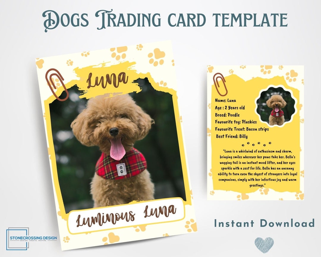 Dog Trading Card Template Trading Card Template Canva Template Editable ...