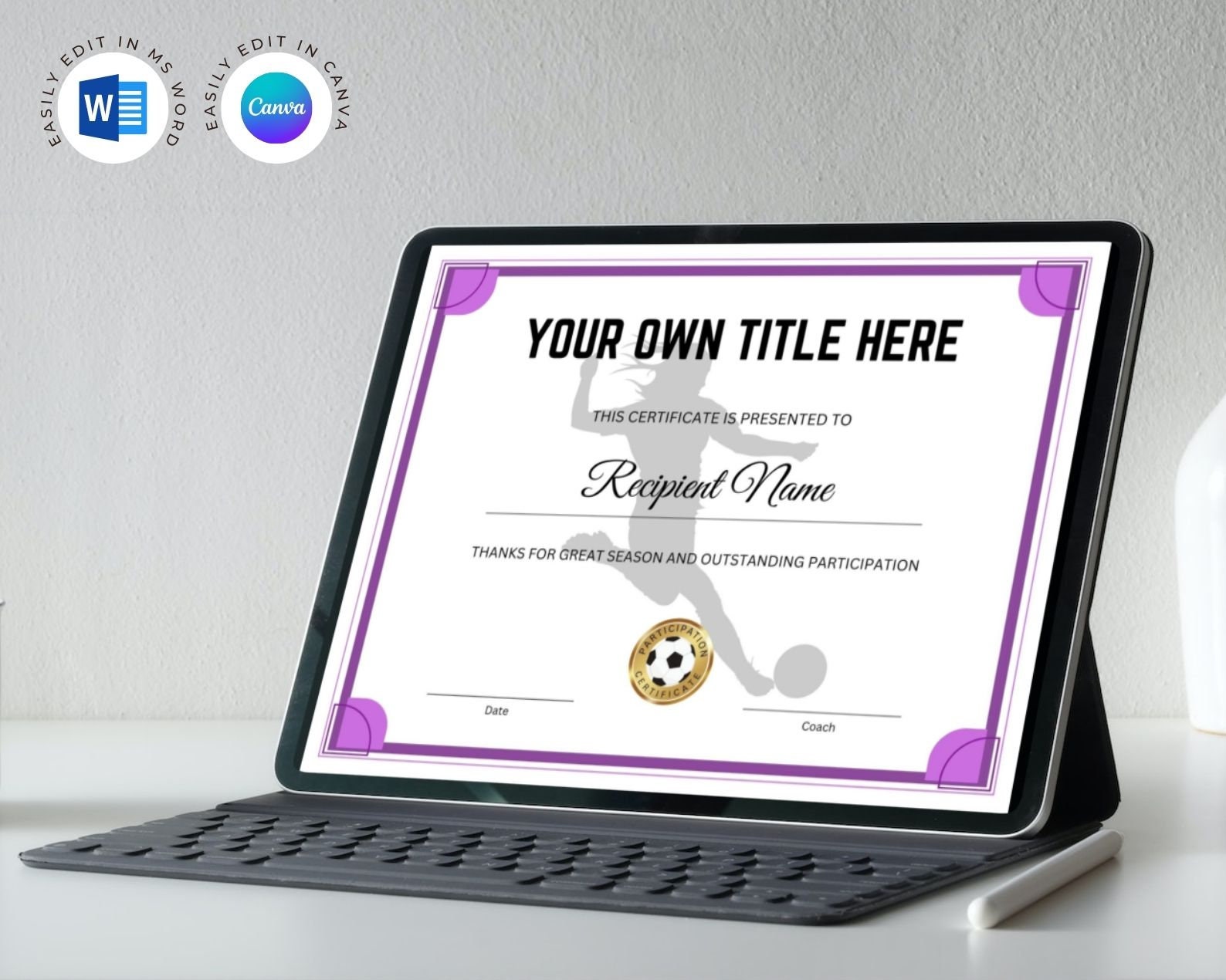 Editable Soccer Sports Certificate. Recognizing Sporting Excellence ...
