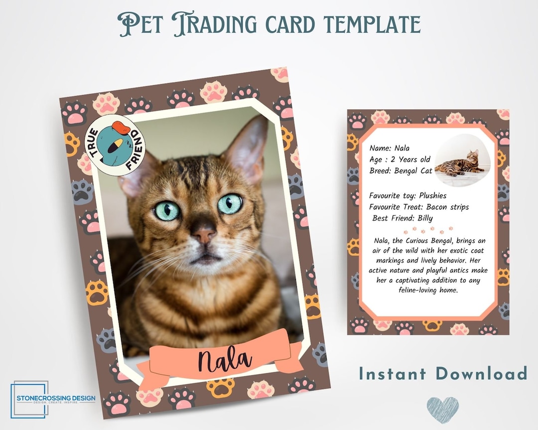 Cat Pet Trading Card Template | Pet Trading Card Template | Canva ...