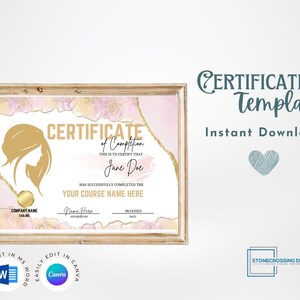 Editable Certificate of Completion Template. Award Template. Printable ...