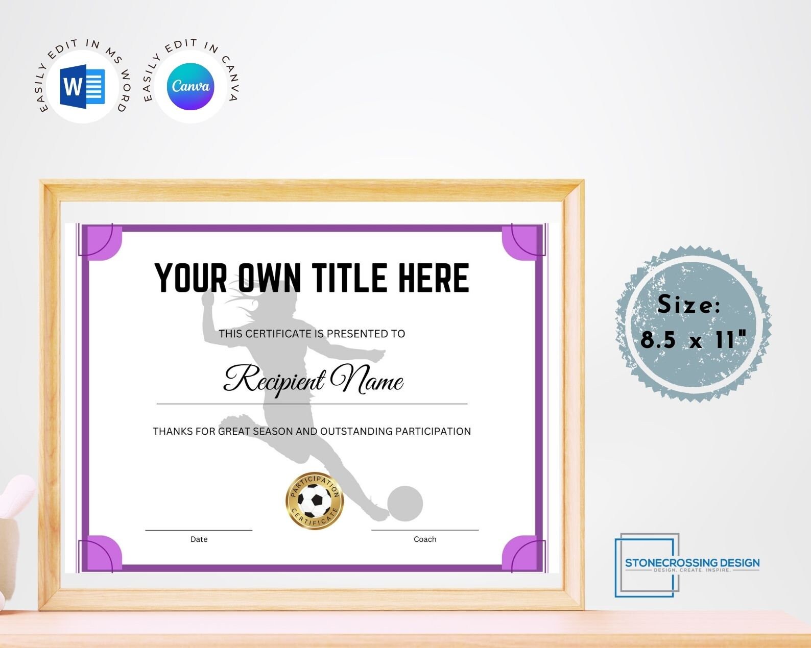 Editable Soccer Sports Certificate. Recognizing Sporting Excellence ...