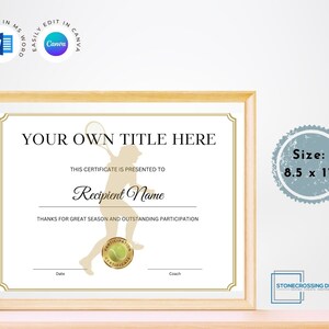 Editable Tennis Sports Certificate. Recognizing Sporting Excellence ...