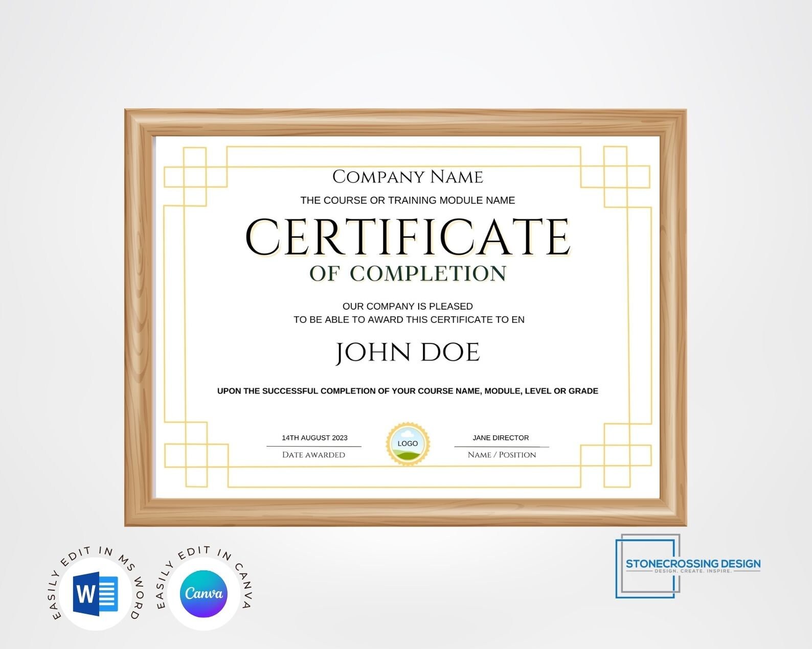 Editable Certificate of Completion Template. Award Template. Printable ...