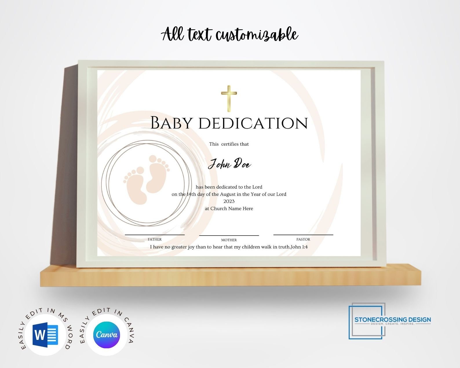 Editable Certificate of Baby Dedication Template. Child Dedication ...