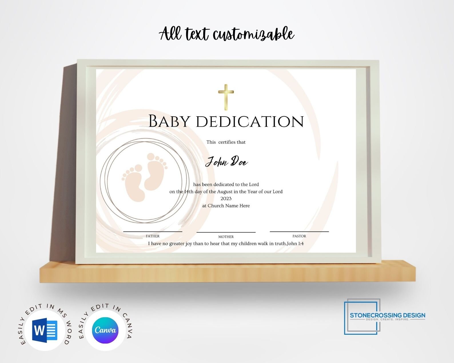 Editable Certificate of Baby Dedication Template. Child - Etsy
