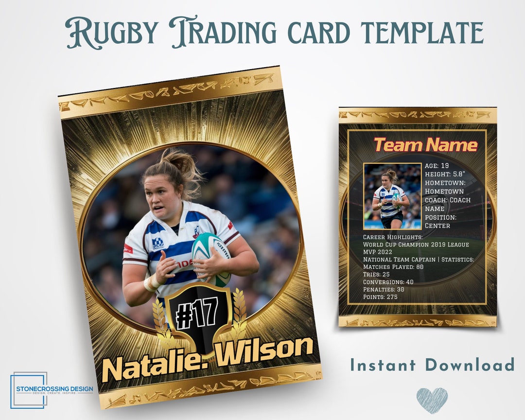 Girls Rugby Trading Card Template | Trading Card Template | Canva ...