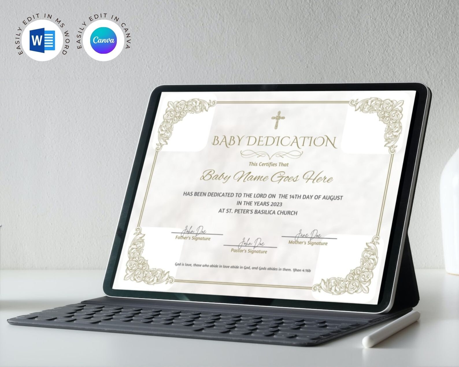 Editable Certificate of Baby Dedication Template. Child Dedication ...