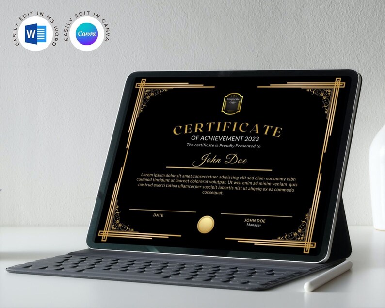 Editable Certificate of Achievement Template. Award Template. Printable ...
