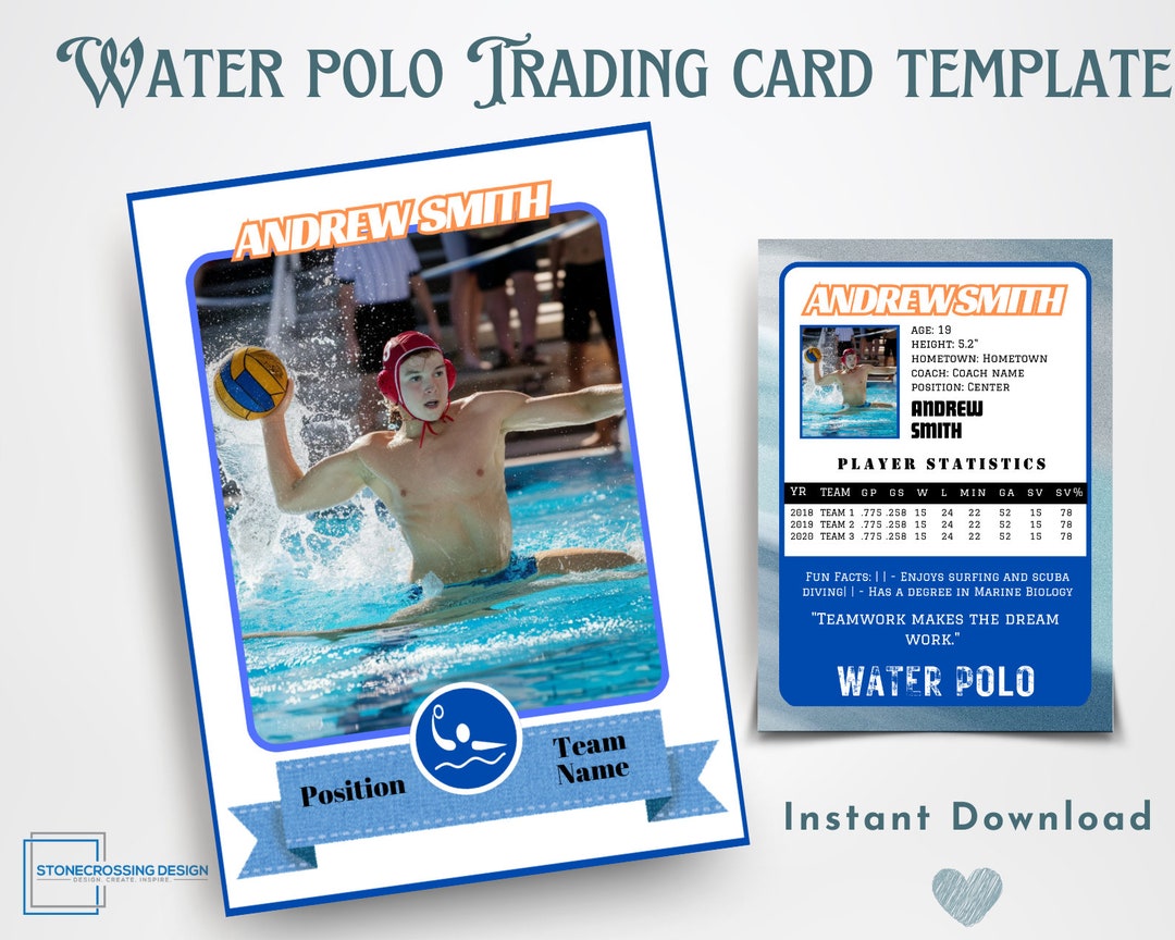 Boys Water Polo Trading Card Template | Trading Card Template | Canva ...