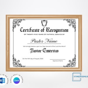 Editable Certificate of Recognition Template. Award Template. Printable ...