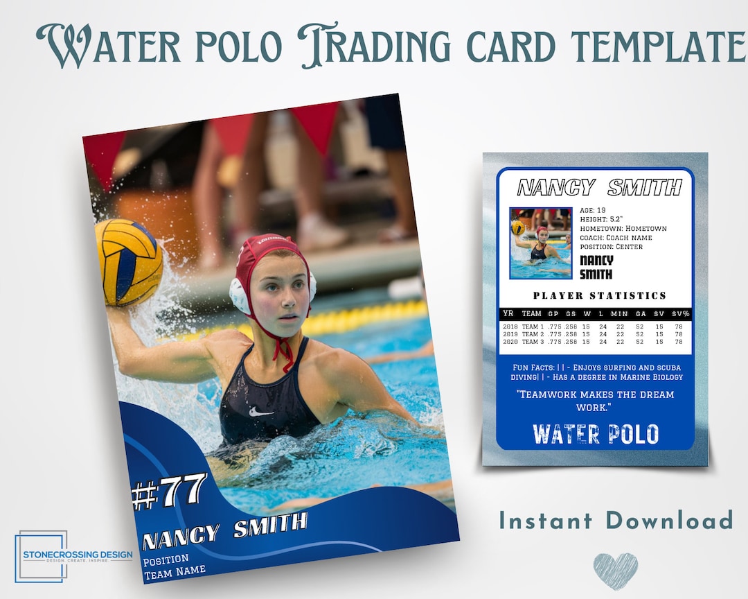 Girls Water Polo Trading Card Template | Trading Card Template | Canva ...