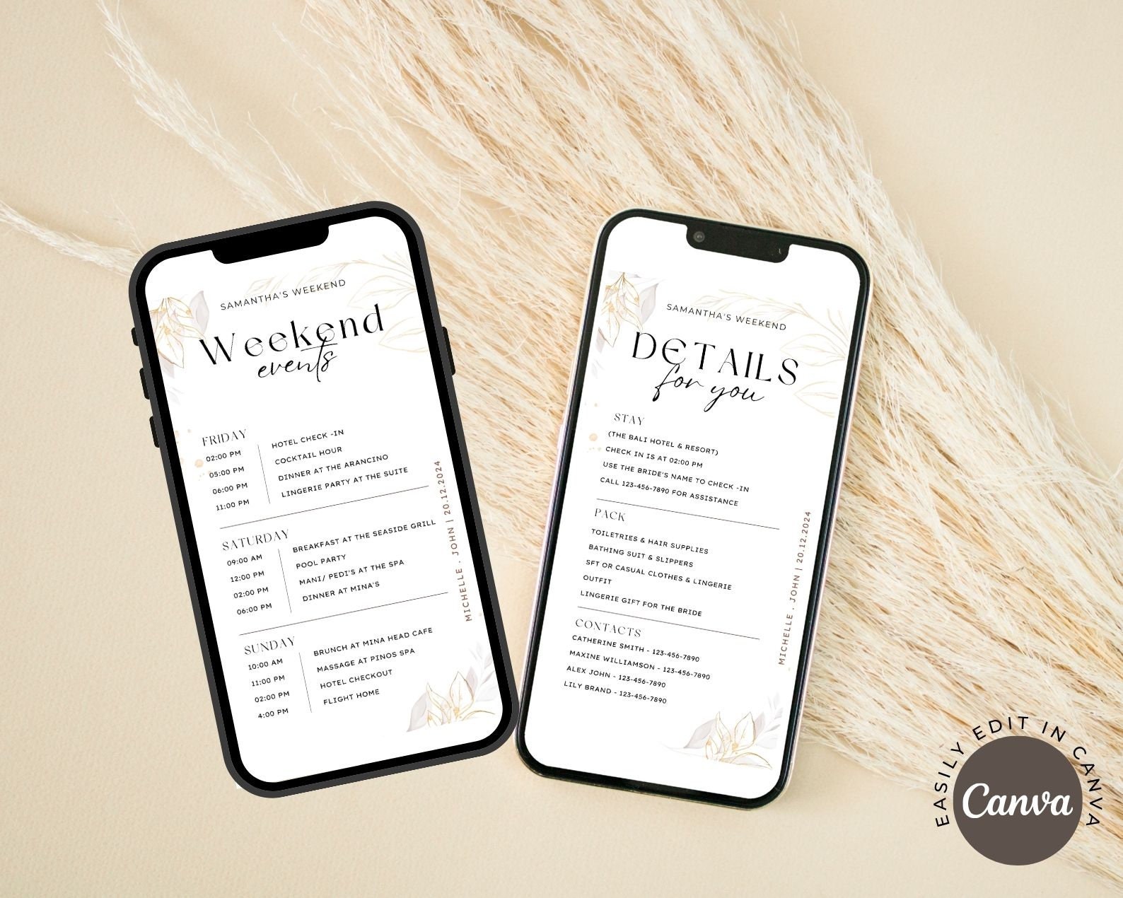 Digital Modern Weekend Events Itinerary Template for Phone & Tablet ...