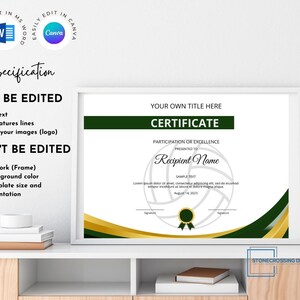 Editable Volleyball Sports Certificate Template With Photo. Award ...