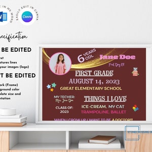 Editable First Day of School Template. School Certificate. Printable ...