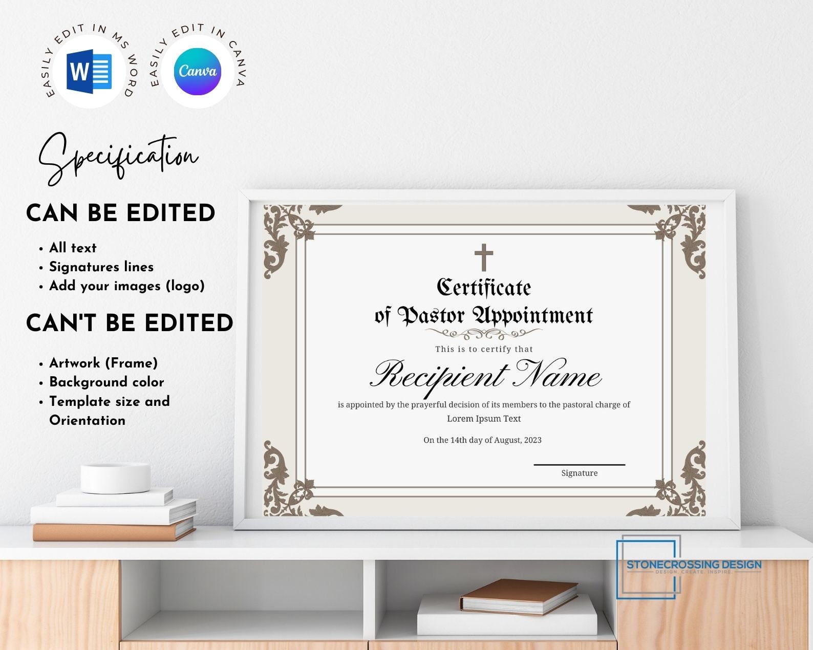 Editable Certificate of Pastor Appointment. Editable With Canva or ...