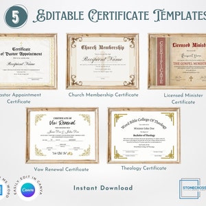 Editable Religious Milestones Bundle Certificates: Pastor Appointment ...