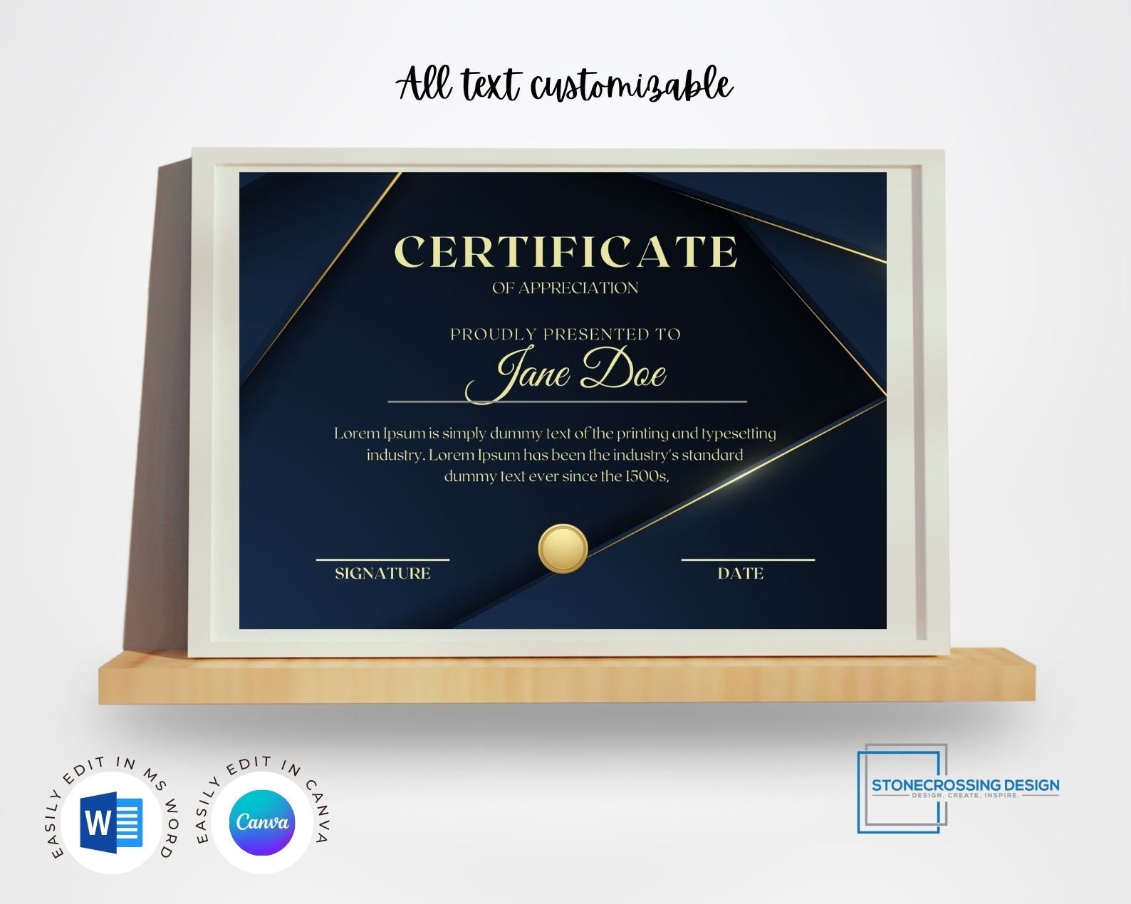 Editable Certificate of Achievement Template. Award Template. Printable ...