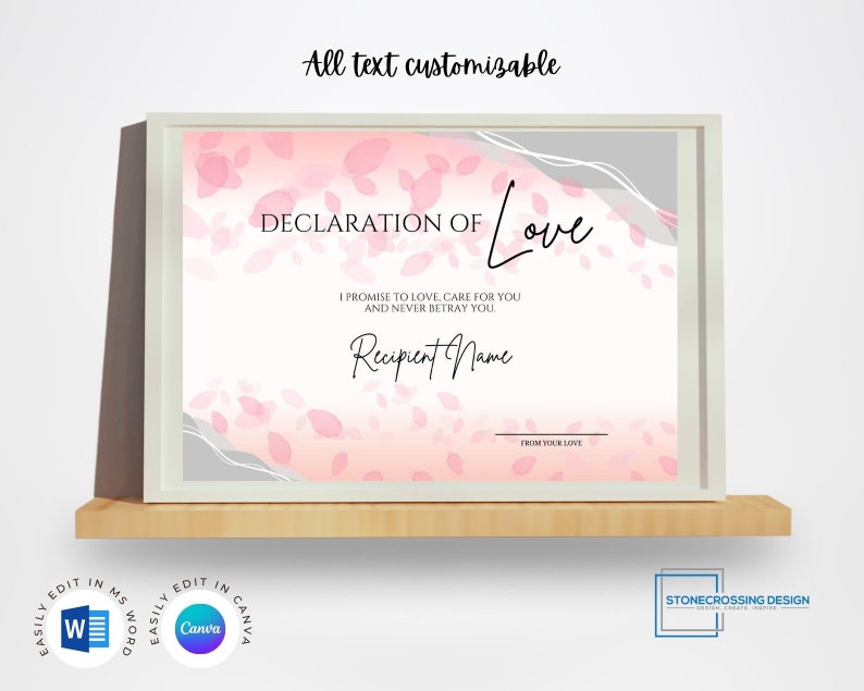 Editable Certificate of Declaration Template. Award Template. Printable ...