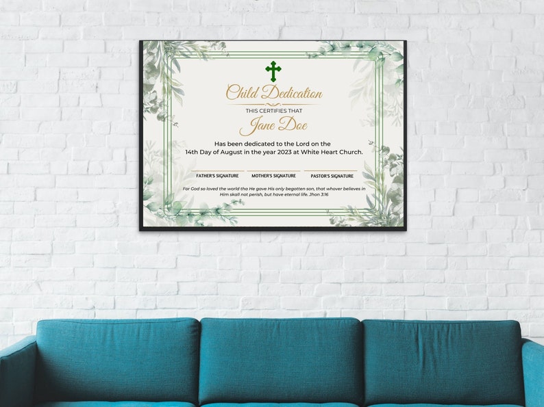 Editable Certificate of Child Dedication Template. Child - Etsy