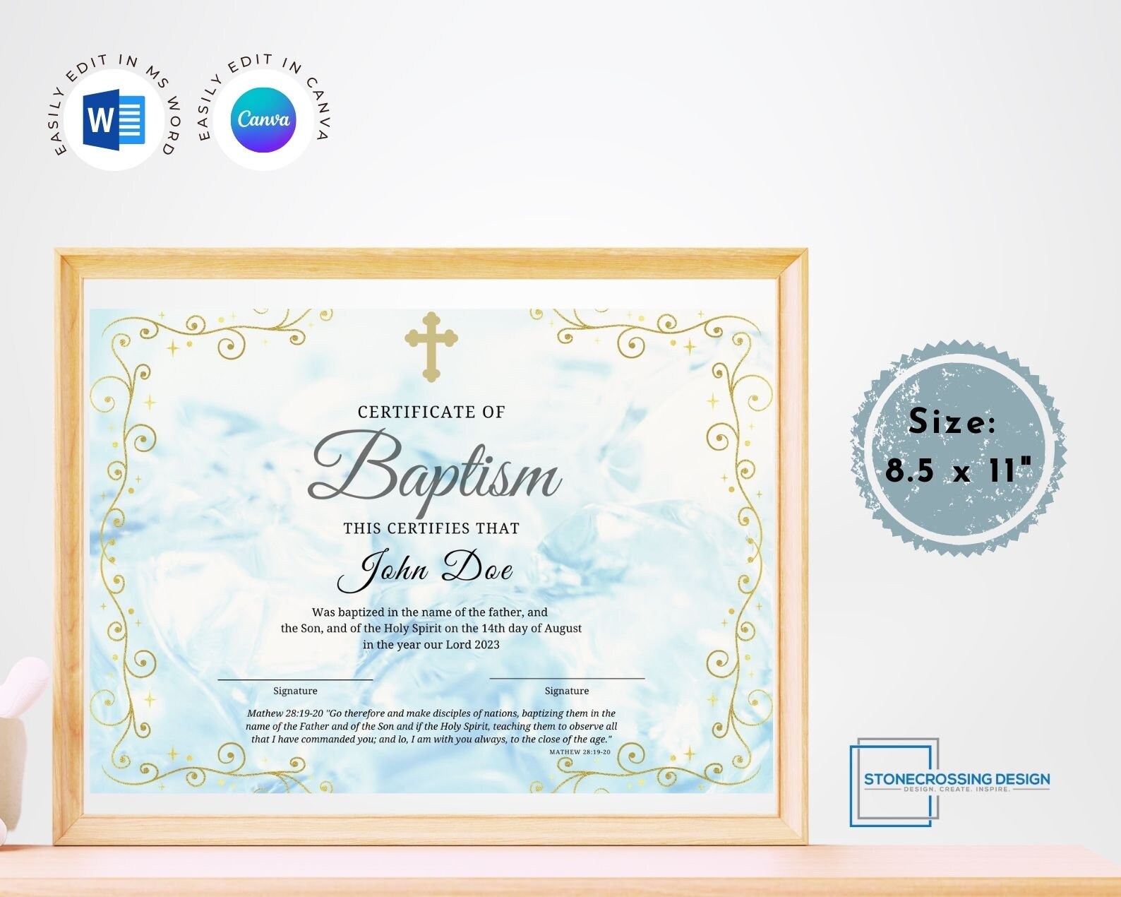Editable Certificate of Baptism. Celebrating a Sacred Milestone ...
