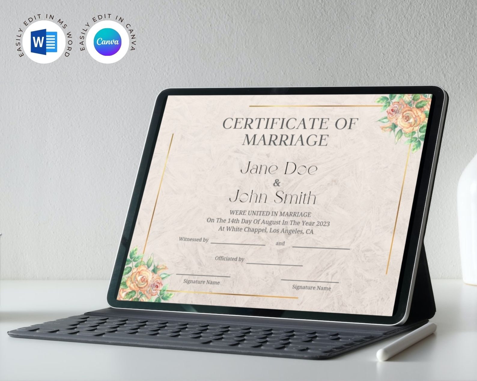 Editable Certificate of Marriage Template. Marriage License. Printable ...