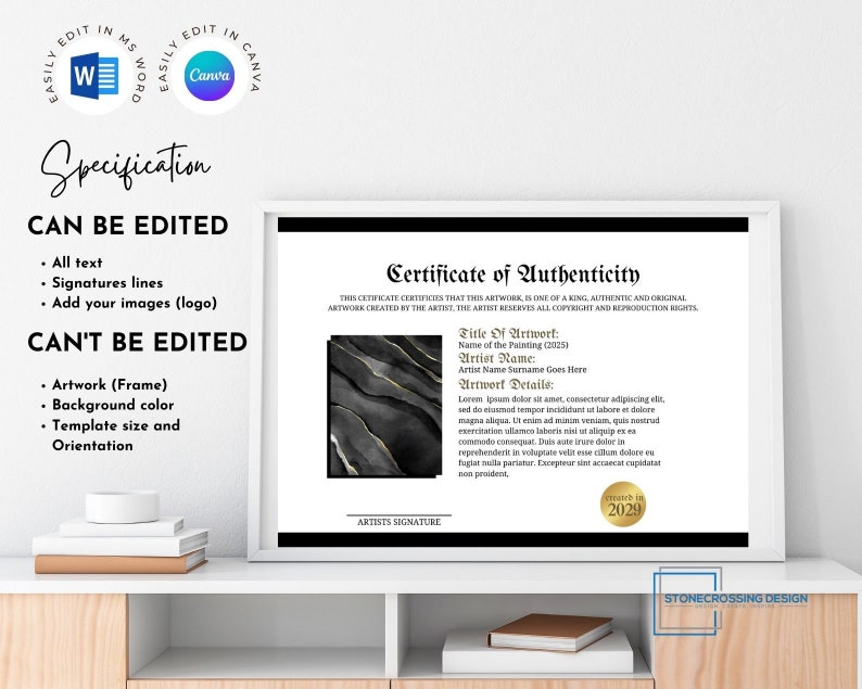 Editable Certificate of Authenticity Template. Authenticity Certificate ...