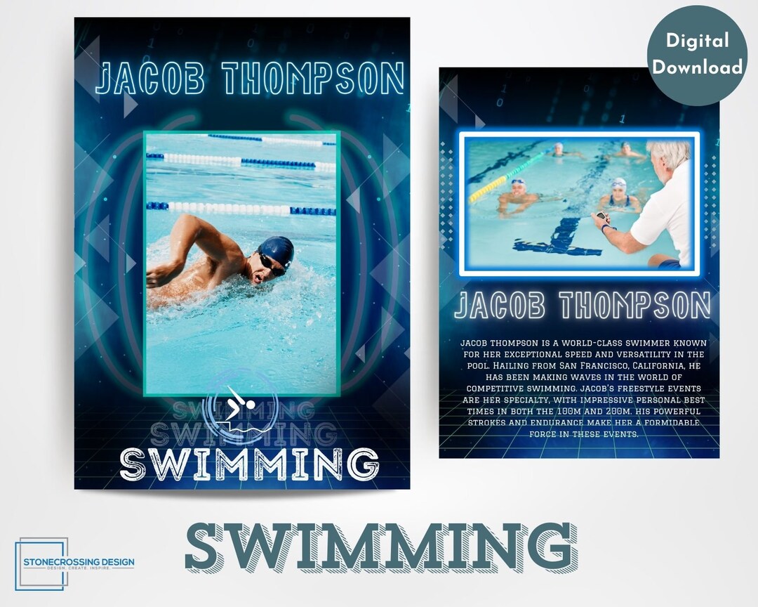 Swimming Trading Card Template | Trading Card Template | Canva Template ...