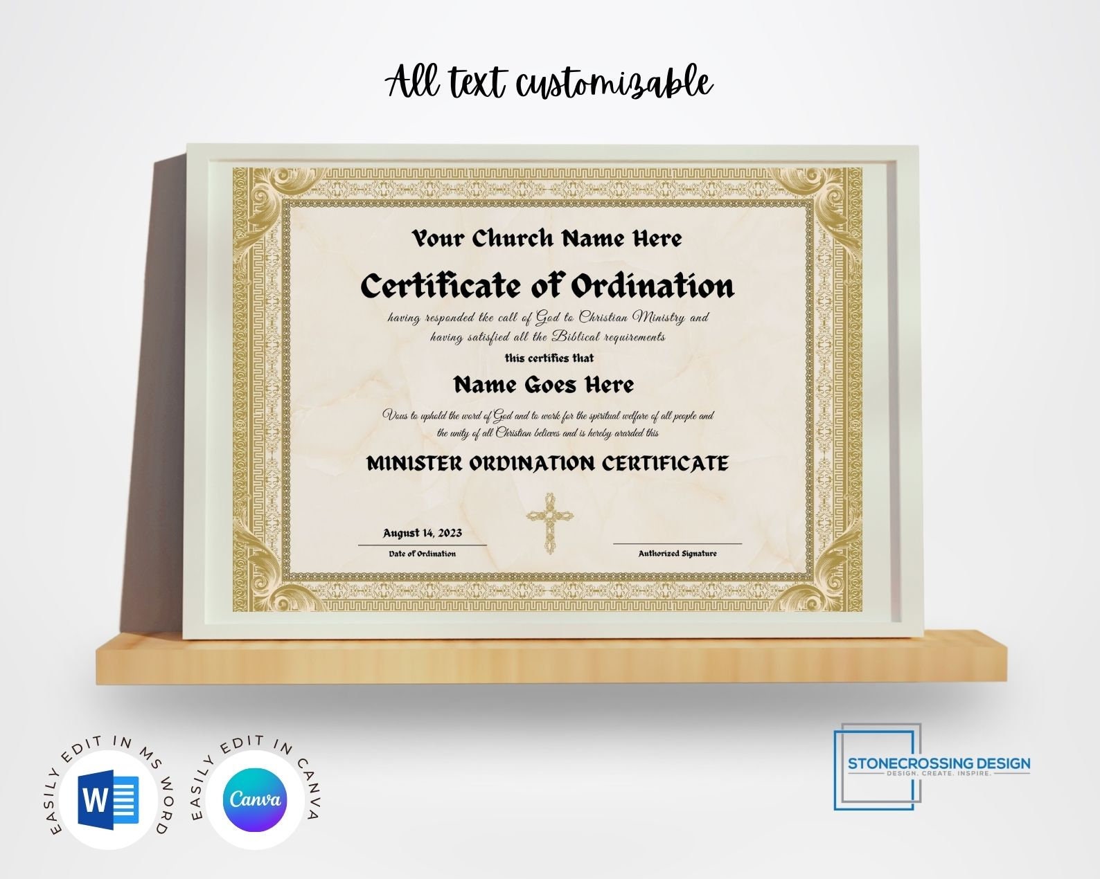 Editable Certificate of Ordination Template. Ordained Minister ...