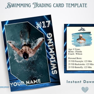 Swimming Trading Card Template | Trading Card Template | Canva Template ...