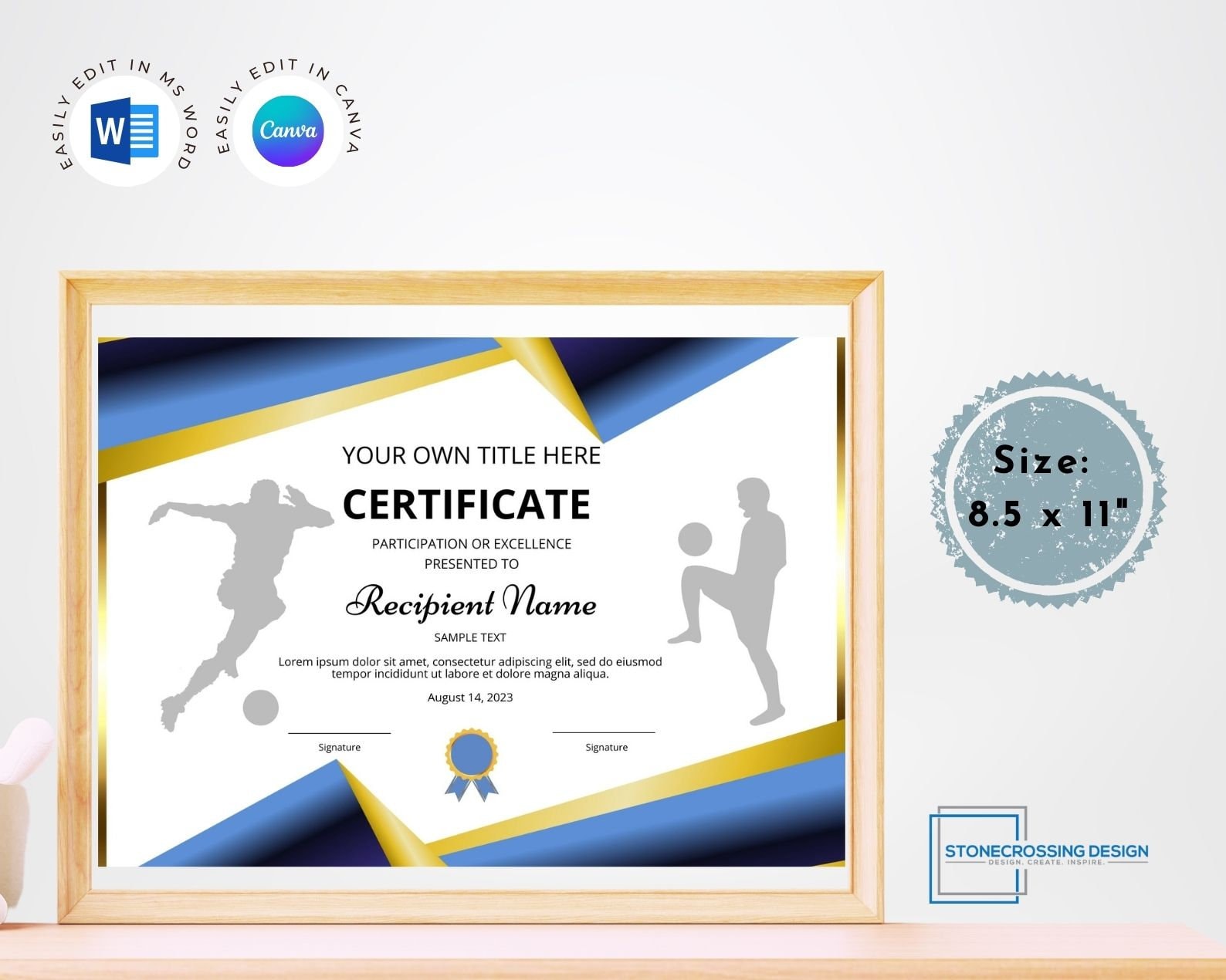 Editable Soccer Sports Certificate Template With Photo. Award. Trophy ...