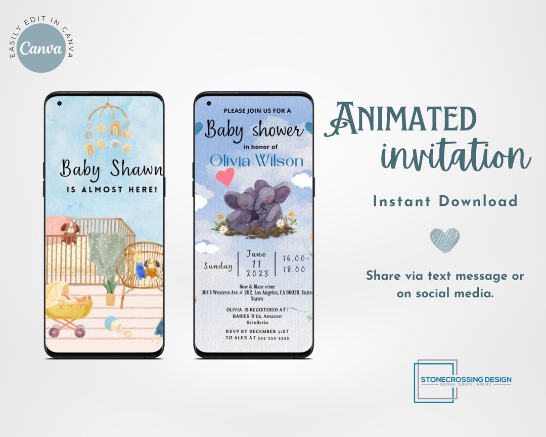 Digital Baby Shower Invitation, Electronic Baby Shower Video E-vite ...