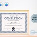 Editable Certificate of Completion Template. Award Template. Printable ...