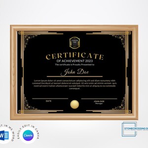Editable Certificate of Achievement Template. Award Template. Printable ...