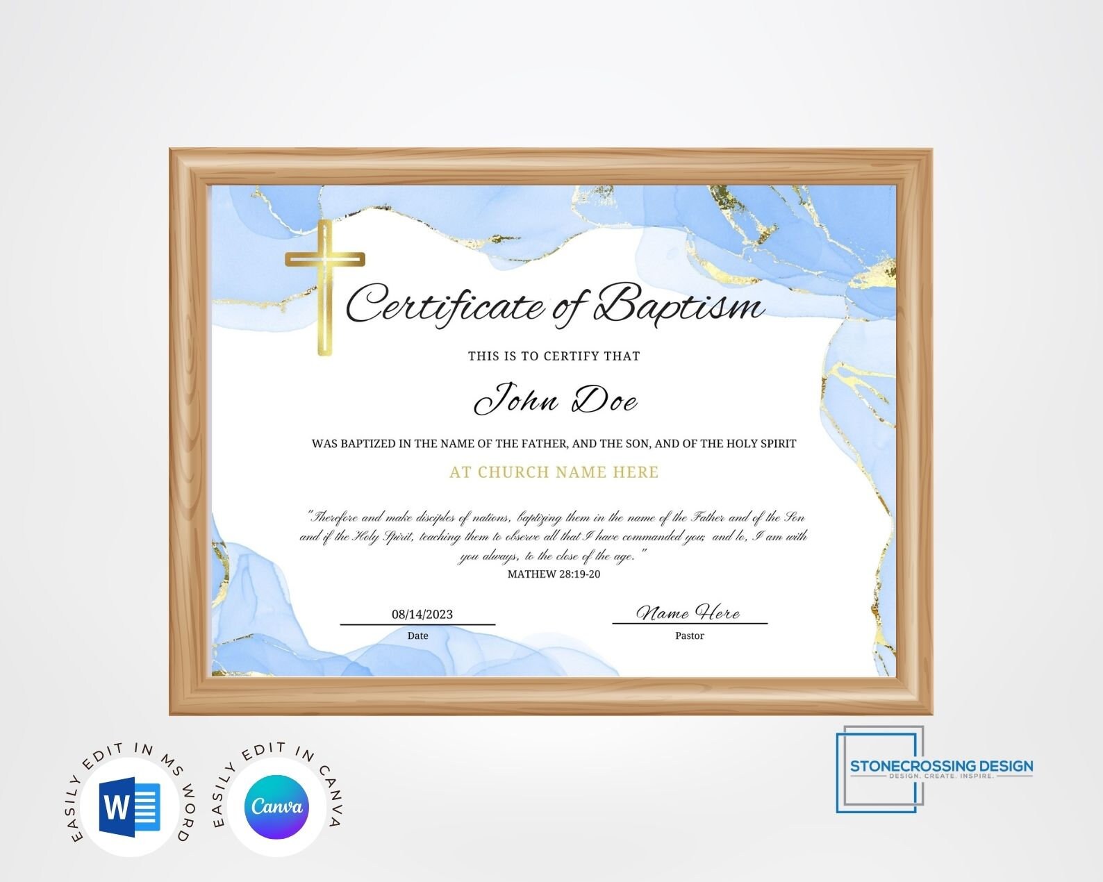 Editable Certificate of Baptism. Celebrating a Sacred Milestone ...