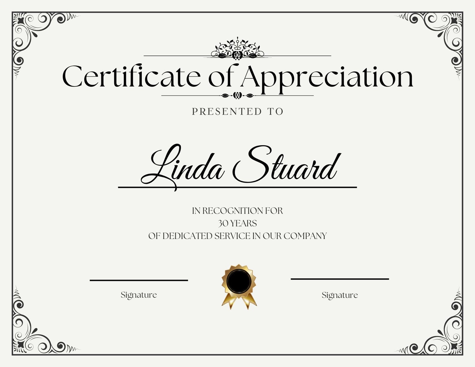 Editable Certificate Of Appreciation Template Award Template Etsy