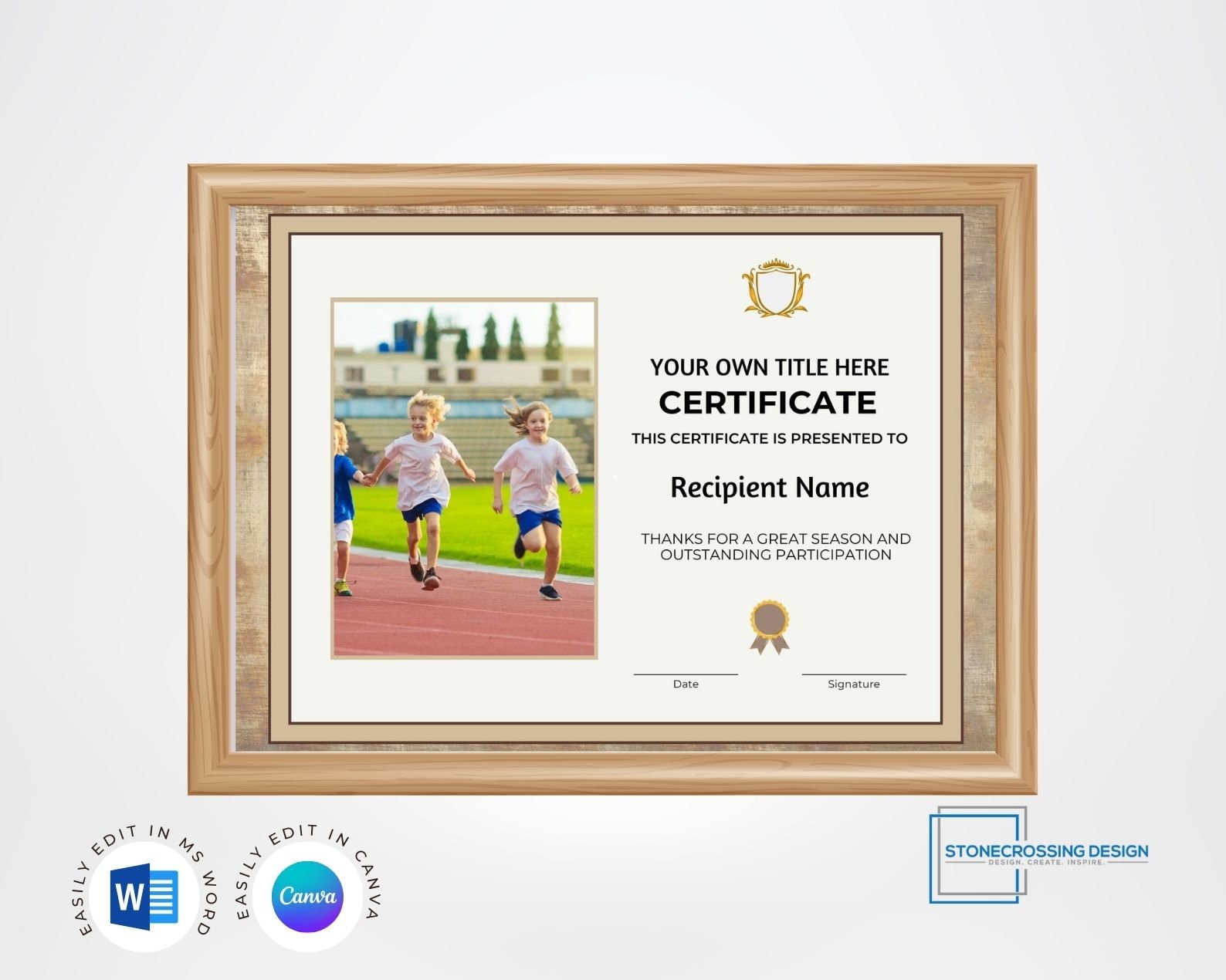 Editable Running Track Sports Certificate Template With Photo. Award ...