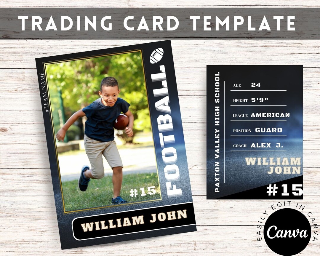 Football Trading Card Template Trading Card Template Canva - Etsy