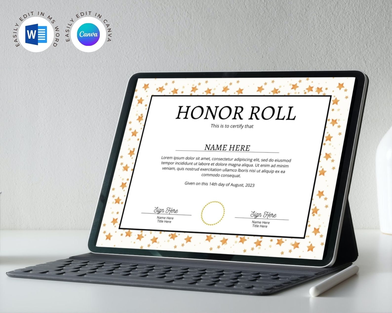 Editable Certificate of Honor Roll. Recognizing Academic Excellence ...