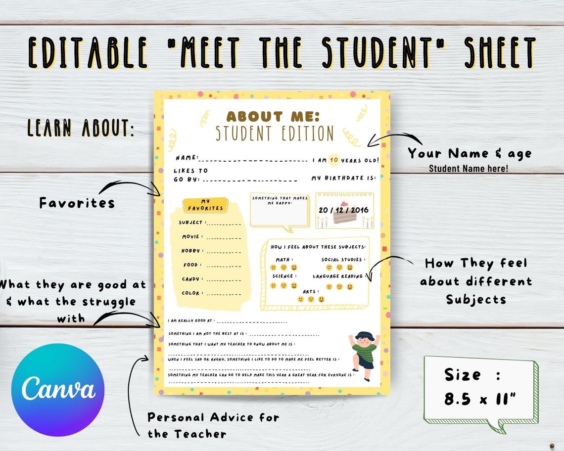 Editable Template for Meet the Student. Welcome Letter to School. First ...