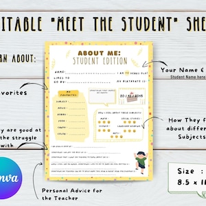 Editable Template for Meet the Student. Welcome Letter to School. First ...