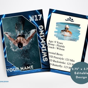 Swimming Trading Card Template | Trading Card Template | Canva Template ...