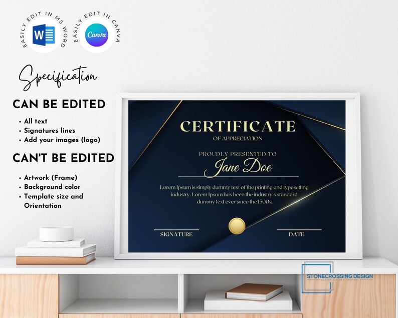 Editable Certificate of Achievement Template. Award Template. Printable ...